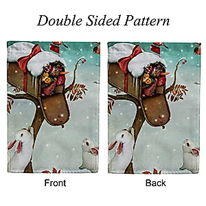 My Little Nest Seasonal Garden Flag Winter Forest Mailbox Rabbits Double Sided Vertical Garden Flags for Home Yard Holiday Flag Outdoor Decoration Farmhouse Banner 12"x18"
