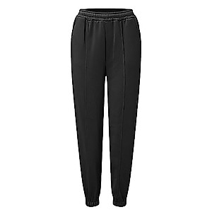 Women's Cinch Bottom Sweatpants Pockets High Waist Spory Gym Athletic Fit Jogger Pants Lounge Elastic Waist Stretchy Trousers