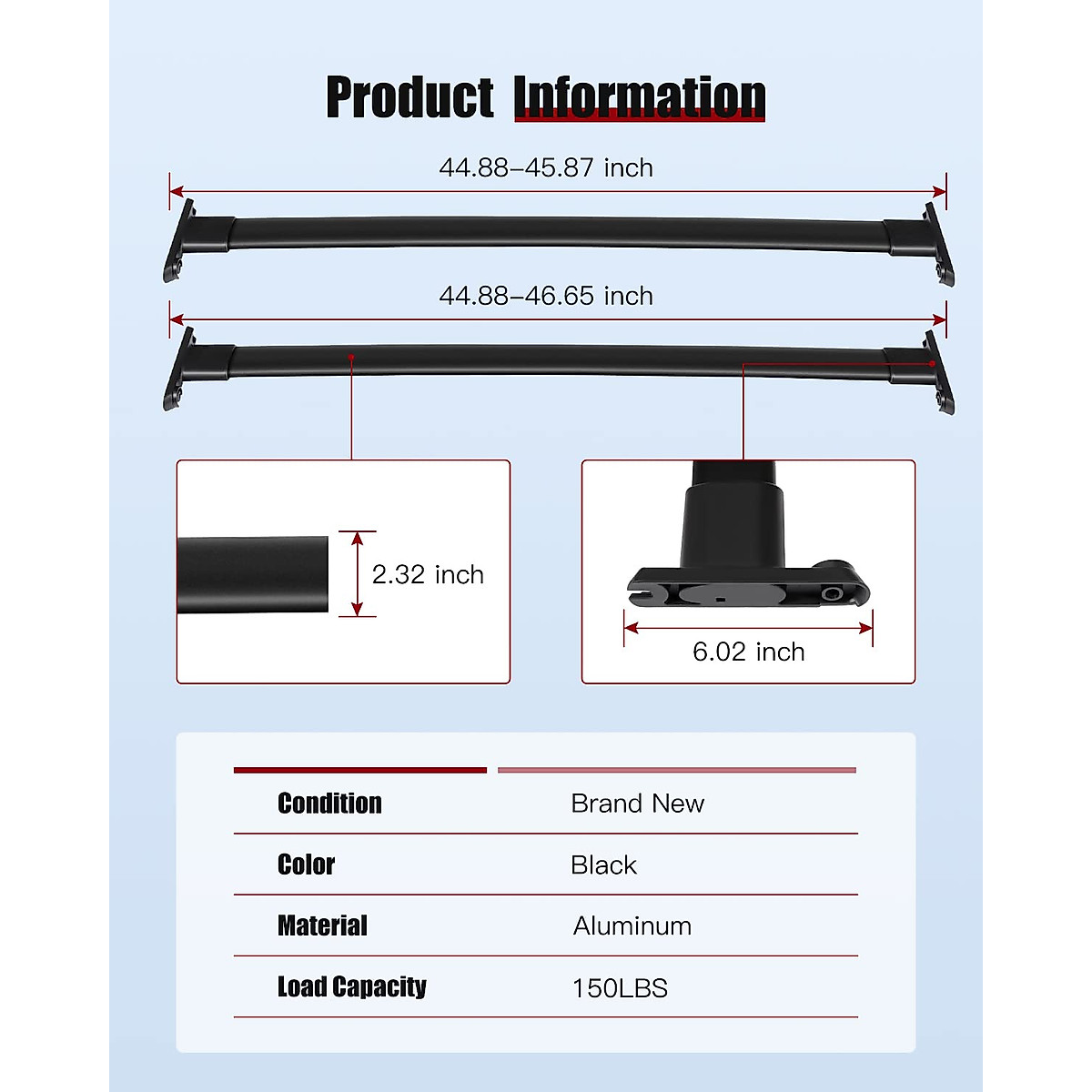 cciyu Roof Rack Cross Bar Fit for Ford Explorer Sport Utility 4-Door 2011 2012 2013 2014 2015 Aluminum 150lbs Car Top Luggage Cargo Carrier Bike Rack Rails, Black/2PCs