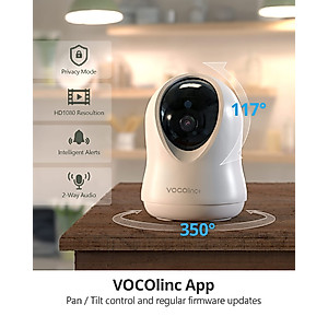 VOCOlinc Indoor Security Camera, 1080P Camera, Camera for Home Security/Baby Monitor/Pets, Pan/Tilt IP Camera with Night Vision, 2-Way Audio, Works with Apple Home HomeKit ONLY
