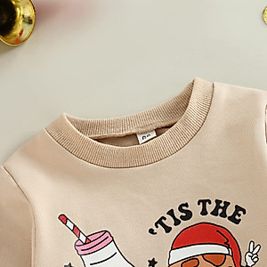 Twopumpkin Baby Christmas Outfit Boy Girl Vintage Onesie Newborn Infant Crewneck Sweatshirt Romper Cute Xmas Clothes 6-12 Months A Tis the Season Cookie Milk