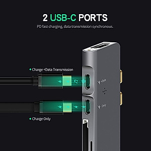 8 in 1 USB C Hub 40Gbps Thunderbolt 3 Dongle with 3 USB 3.0 Ports, 4K USB C to HDMI, SD/TF Card Reader, 100W Pd for MacBook Air 2018 13'', MacBook Pro 2018/2017/2016 13'' 15''