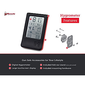 Hornady Digital Hygrometer, 95909 - Indoor Temperature and Humidity Monitor with Touchscreen LCD Display - Ideal Room Thermometer Hygrometer for Gun Safes & Cabinets, Closets, Workbench & More