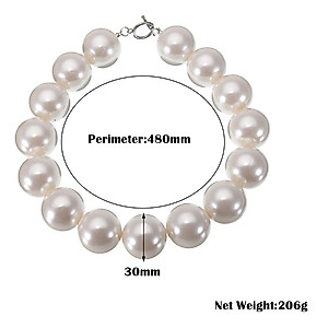 Big Pearl Necklace Choker Statement CCB Resin Simulated Pearl Bib Collar for Women