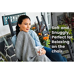 CURATED & COZY Herringbone Wool Throw Blanket, Ultra Soft Wool Throw Blanket for Couch, Sofa & Bed, Made with 100% Inner Mongolian Wool, Herringbone Pattern - 53" X 69" (Grey)