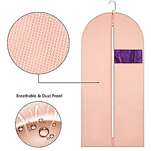 SNHTLS Hanging Garment Bags Suit Bags(Set of 10) Dust Cover Breathable Dress Bag for Closet Clothes Storage or Travel- Pink 24'' x 55''