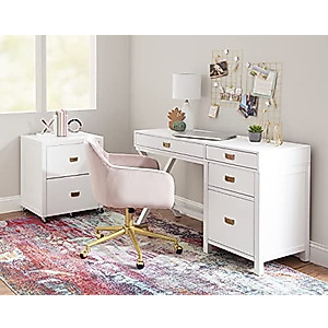 Linon White Modern Classic Side Storage Sadie Desk