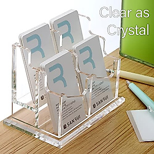 SANRUI Vertical Business Card Holder, Acrylic Business Card Display，Clear Desktop Business Card Stand for Exhibition, Home & Office