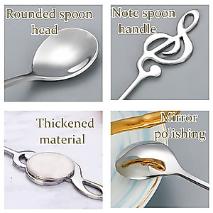 Music Note Spoons for Music Lover Gifts for Women Men Coffee Spoons Set for Coffer Lover Birthday Gifts for Friend Family Stainless Steel Musical Teaspoon Set of 2 (Gold + Silver)
