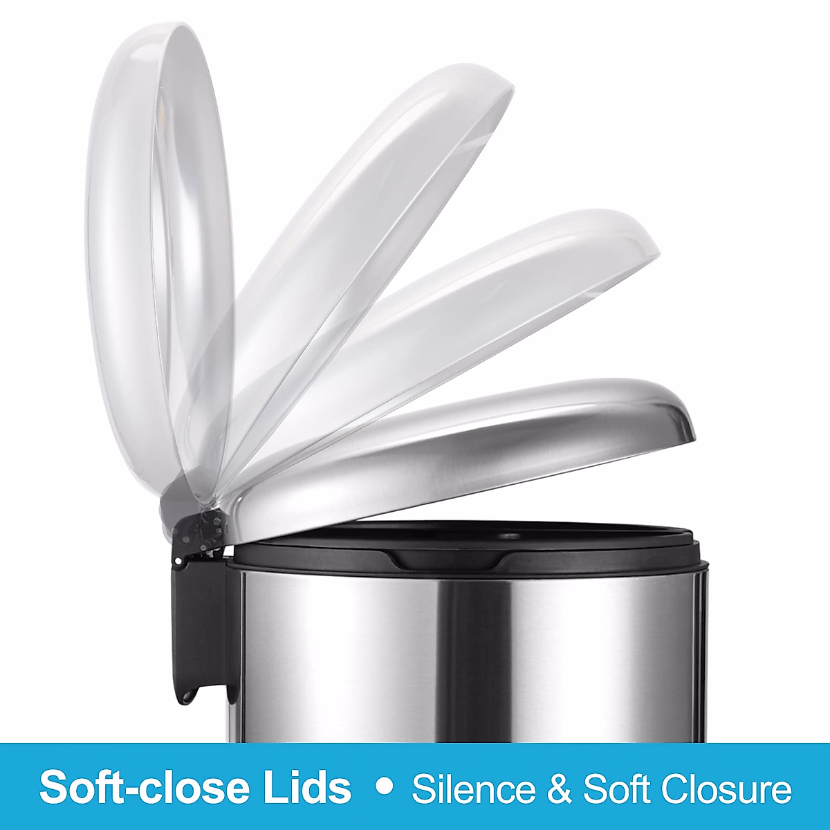 GAOMON 8-Gallon Dual Trash Can, Stainless Steel Double Garbage Cans for Kitchen, Dual Compartment Trash Can with Bin for Home Office, Dual Trash Can 6or Recycling and Trash