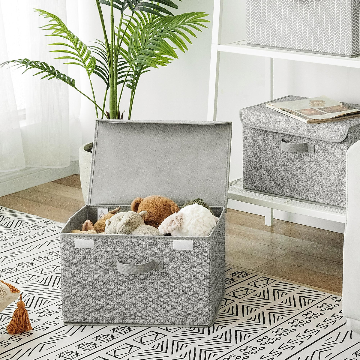 GRANNY SAYS Bundle of 2-Pack Large Storage Bins for Wardrobe & 3-Pack Rectangle Fabric Storage Bins