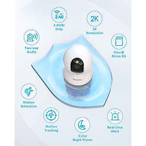 blurams Pet Camera 2K, 360° Indoor Security Camera, Dog Camera with Phone App, PTZ Cameras for Home Security Indoor, 2-Way Audio, Motion Tracking, Color/IR Night Vision, Siren, Cloud&SD(2.4GHz Only)