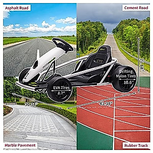 Ride on Go Kart for Kids, 24V 9Ah Battery 300W*2 Motors, 8MPH High Speed Drifting Circling Car, Slow Start Function with Music, Horn,Max Load 175lbs, Racing Toy for Kids 8-12 Years, White