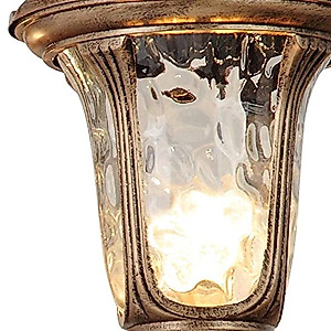 MODEBHD 215cm 2-Heads European Antique Retro Glass Column Lamp Victoria Lantern Aluminum Outdoor Waterproof Column Light Lawn Street Post Light E27 Decoration Villa Garden Fence High Pole Lamp