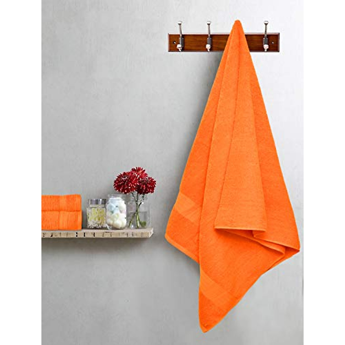 GLAMBURG Ultra Soft 8-Piece Towel Set - 100% Pure Ringspun Cotton, Contains 2 Oversized Bath Towels 27x54, 2 Hand Towels 16x28, 4 Wash Cloths 13x13 - Ideal for Everyday use, Hotel & Spa - Orange
