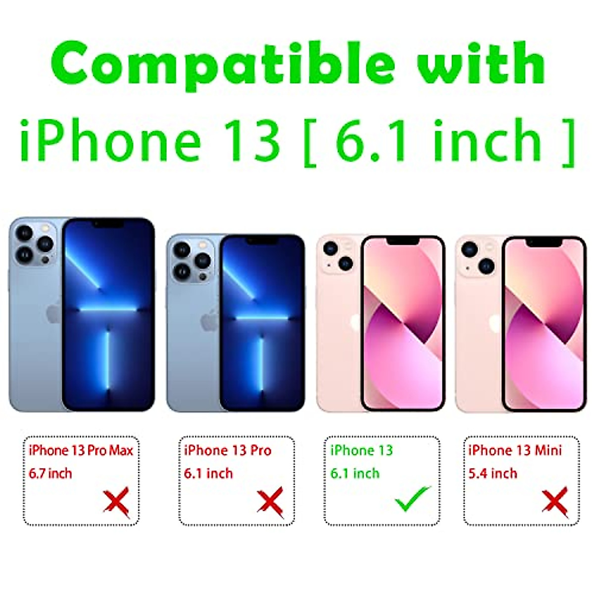 Crosspace Women Phone Wallet Case Compatible for iPhone 13 with Card Holder,Premuim Leather with Flowers add Good Feelings Charms,Easily 3 Cards,Kickstand,Raised Coner Protections(Pink,6.1inch)