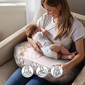 Boppy Nursing Pillow Luxe Support , Pink Sweet Safari, Ergonomic Nursing Essentials for Bottle and Breastfeeding, Firm Fiber Fill, with Soft Removable Nursing Pillow Cover, Machine Washable