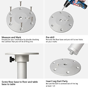 Flylin Adjustable Table Pedestal Detachable Table Base Stand Leg Base Mount Frame 17.8‑27.2 inch Aluminum Alloy Table Base Kit for RV Boat Yacht (1#)