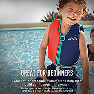 Speedo Unisex-Child Swim Flotation Classic Life Vest Begin to Swim UPF 50 Lime/Orange, Medium