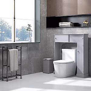 HOMCOM Over The Toilet Bathroom Cabinet, Freestanding Bathroom Storage Organizer with Adjustable Shelves, Toilet Rack, Gray