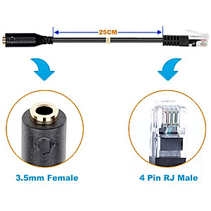 Standard 3.5mm Jack Smartphone Headset Adapter Cable Converter to RJ9 Plug for Cisco Unified Office Telephone 7970 7940 7941 7942 7971 etc