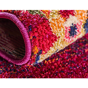 Unique Loom Medici Collection Vibrant Colors Abstract Botanical Red Round Rug (6' 0 x 6' 0)