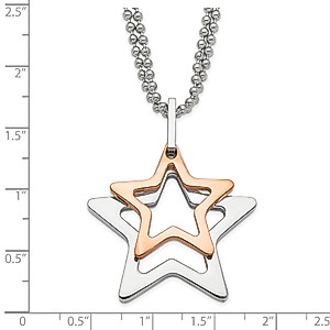 Chisel Stainless Steel Rose IP-plated Stars Pendant 22in Necklace 22"