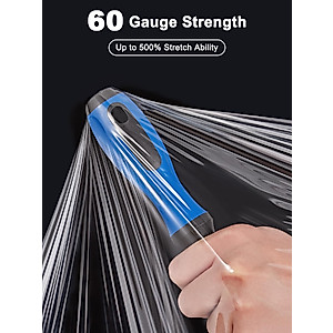 PARAKE 2-Pack Stretch Wrap Film, 15 Inch x 1000 Feet Shrink Wrap with Handles, Industrial Strength Plastic Wrap Roll, Heavy-Duty Shrink Film Roll, for Moving Storage Pallet Packing, 60 Gauge, Clear