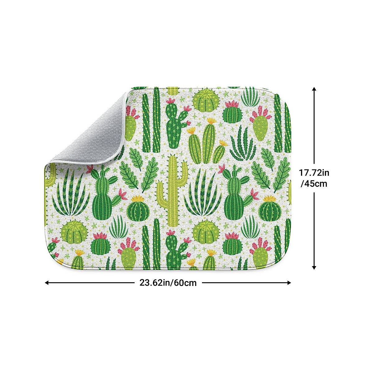 AMASOO Dish Drying Mat Different Cactus Green Cacti Natural 18" x 24" Handable Dish Drying Rack Pad Protecter Dish Drainer Mat for Kitchen Countertops Counter 18x24 inches