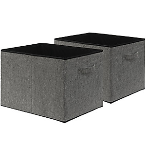 Simple Houseware Extra Large Fabric Storage Bin Basket with Handles, 2 Pack, Dark Gray