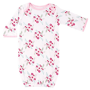Luvable Friends Unisex Baby Cotton Gowns, Pink Floral, 0-6 Months US