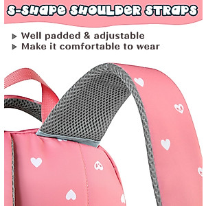 BLUEFAIRY Lightweight Water Resistant Backpack for Girls, Pink, 5-9 Years, Laptop Compartment, Adjustable Shoulder Straps, Breathable Mesh