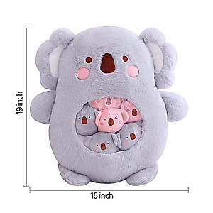 Kawaii Koala Stuffed Animal Toy, Removable Plush Pillow Pet Stuff Squishy Fluffy Anime Throw Pillow, Cute Bag of Koala Dolls Kids Gifts for Girls, Sofa Chair Home Decor Pillow, 6 Koalas (Gray)