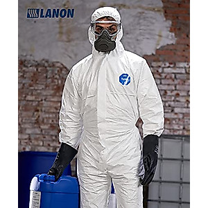 LANON Rubber Chemical Resistant Gloves, Reusable Heavy-duty Safety Work Gloves, Acid & Alkali Protection, Non-Slip, Large