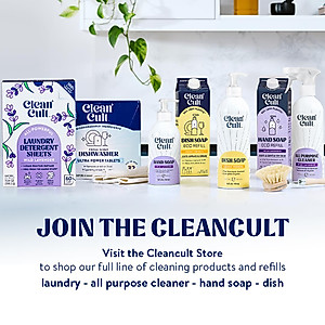 Cleancult Dish Soap Liquid Refills - Plant Based Cleaning Power - Cuts Grease & Grime - Free of Harsh Chemicals - Uses 90% Less Plastic - Lemon Verbena - 32 oz/3 Pack