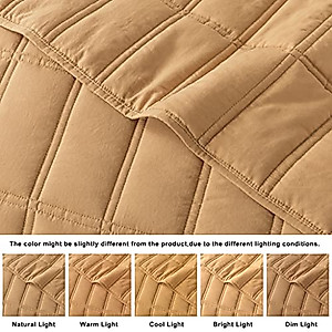 PALASSIO Yellow Quilt Twin Size Bedding Sets with Pillow Sham, Lightweight Soft Bedspread Coverlet, Quilted Thin Blanket Comforter Bed Cover for All Season Spring Summer, 2 Pieces, 68x90 inches