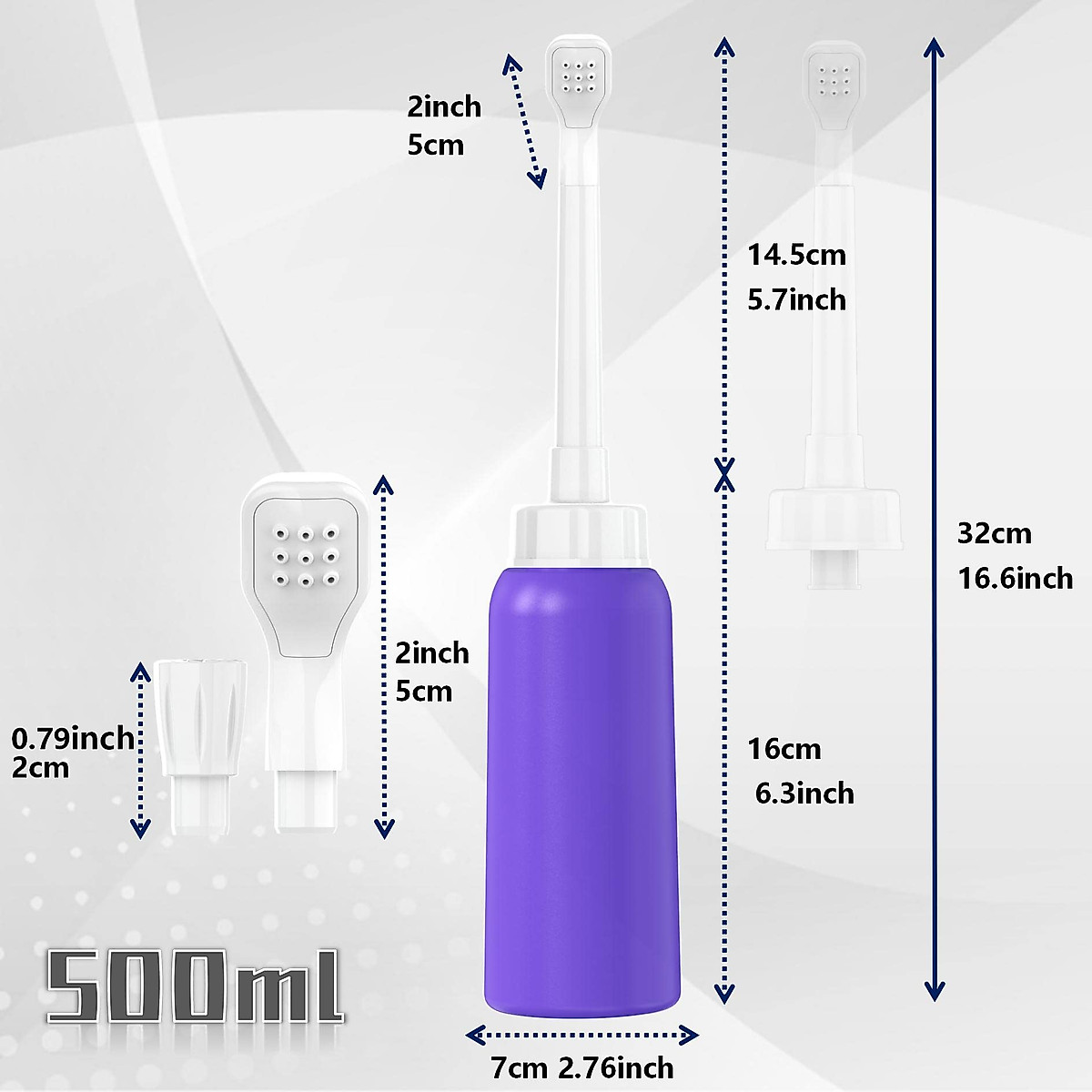 2PCS Blue+Pink Portable Bidet for Women Kids with 2 Nozzle + Scalable Tube - 500ml Travel Bidet - Peri Bottle 17oz Handheld Personal Bidet - for Outdoor,Camping,Travling,Driver,Personal Hygiene