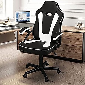 Ninecer Ergonomic Gaming Chair Cheap, Racing Style High Back Office Chair Computer Chair, PU Material with Padded Armrests and Height Adjustment Video Game Chair (White)…