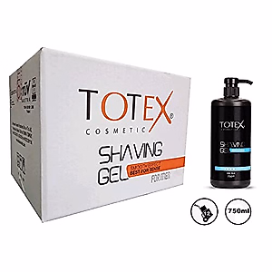 Totex Cool Shaving Shave Gel Professional Formula Sensitive Smooth Effect Best For Sense With Pump Easy Economical Use For Men & Women 750 ml