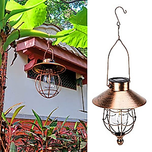Solar Lamp, Outdoor Hanging Solar Lanterns Waterproof Metal Vintage Solar Powered Lights for Home, Garden Patio
