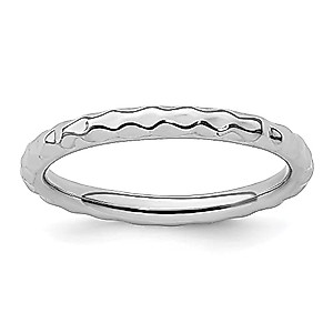 925 Sterling Silver Hammered Stackable Ring Textured Fine Jewelry For Women Gifts For Her