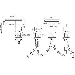 TapLong Solid Brass Modern Waterfall Bathroom Basin Faucet 3 Holes 2 Square Handles Brushed Gold Sink Faucet