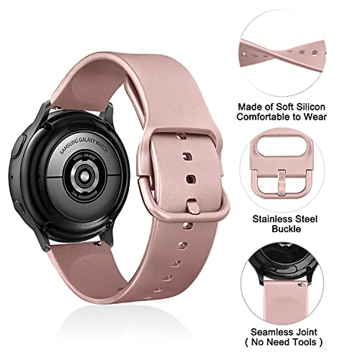 Meliya Bands for Amazfit GTR 4 / GTR 3 Pro / GTR 3 / GTR 2e / GTR 2 / GTR 47mm, 22mm Quick Release Soft Silicone Sport Replacement Watch Strap for Amazfit GTR 4 / GTR 3 Pro / GTR 3 / GTR 2e / GTR 2 Smart Watch Women Men (Rose Gold)