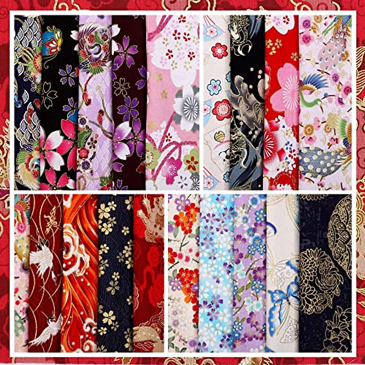 Tudomro 30 Pieces Fat Quarters 8 x 10 Inch Japanese Style Fabric Squares Printed Cotton Wrapping Cloth Quilting Fabric Bundles for Thanksgiving Christmas Gifts DIY Patchwork Sewing (Retro Style)