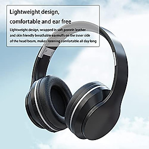 SMIDOW Bluetooth Headphones Over Ear - Hi-Fi Stereo Wireless Headphones Deep Bass Foldable Wired/Wireless/TF for iPhone Android PC, Bluetooth 5.0 Wireless Headset with Mic (Black)