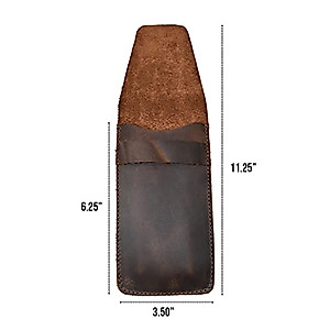 Hide & Drink, Rustic Durable Slim Leather Cigar Case Holder for Three 50 Ring Cigars, Classic, Handmade (Bourbon Brown)