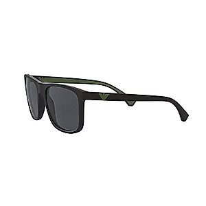 Emporio Armani Men's EA4129 Square Sunglasses, Matte Black/Grey, 56 mm