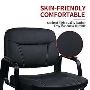 CLATINA Big and Tall Office Guest Chair 400lbs Reception Chair with Bonded Padded Armrest Backrest Sled Base Office Guest Chair for Conference Waiting Room Office Home Set of 4 Black