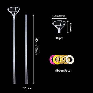 Balloon Sticks with Cups 30 Packs,16inch Long Clear Bobo Balloon Holder for Wedding Birthday,Party,Anniversary,Baby Shower(Clear)