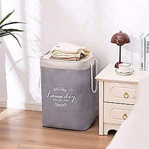 Fiona's magic 75L Large Laundry Hamper Basket with Detachable Brackets and Handle, Collapsible Storage Basket for Bedroom, Bathroom Clothing and Toys Organization, Grey